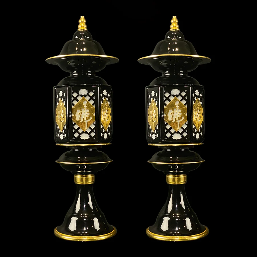 Đèn thờ điện cầu đồng thân đen DTD1407 - SIÊU THỊ PHẬT GIÁO